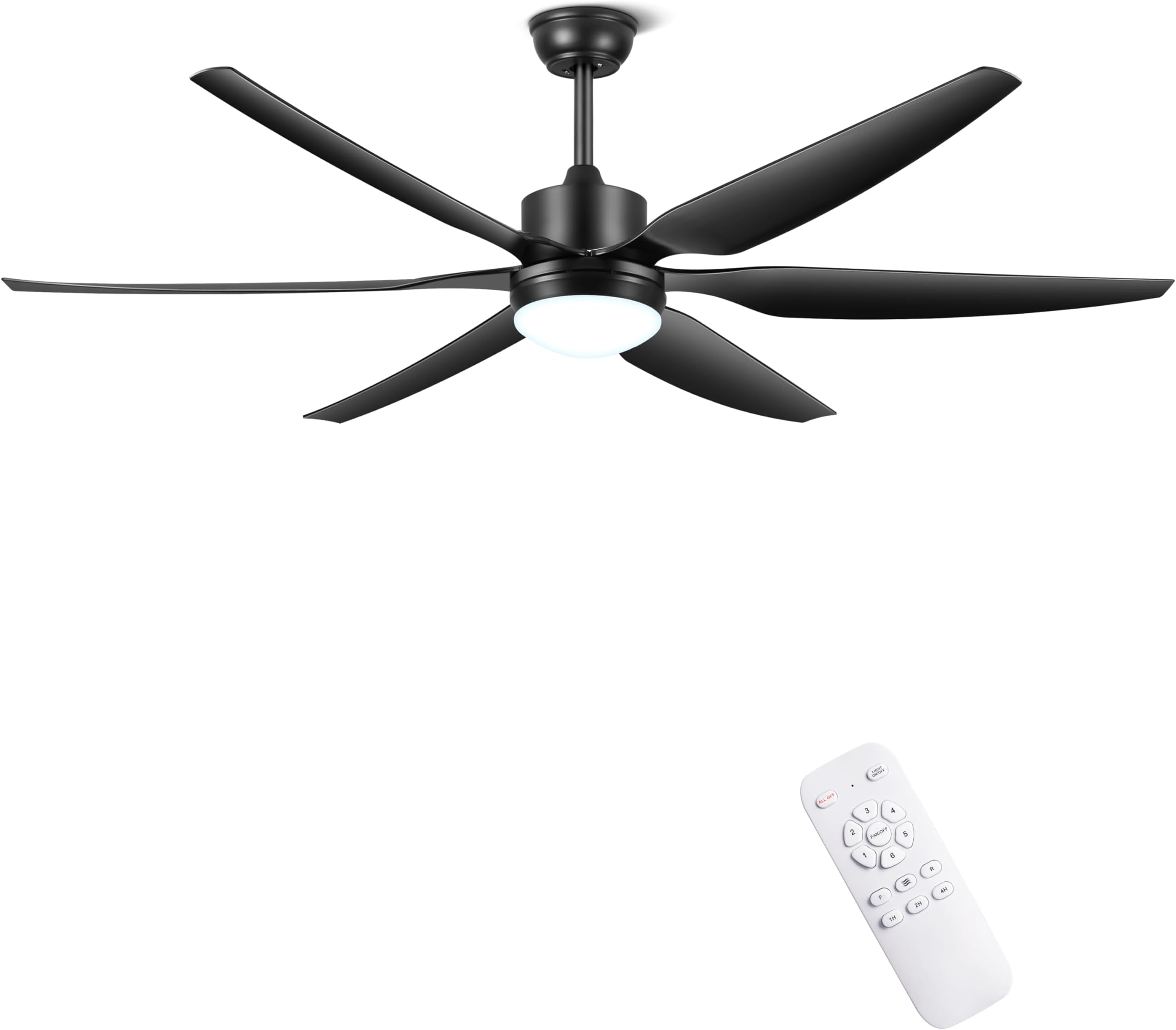 66 Inch Large Outdoor Ceiling Fans for Patios with Lights, Modern Black ...