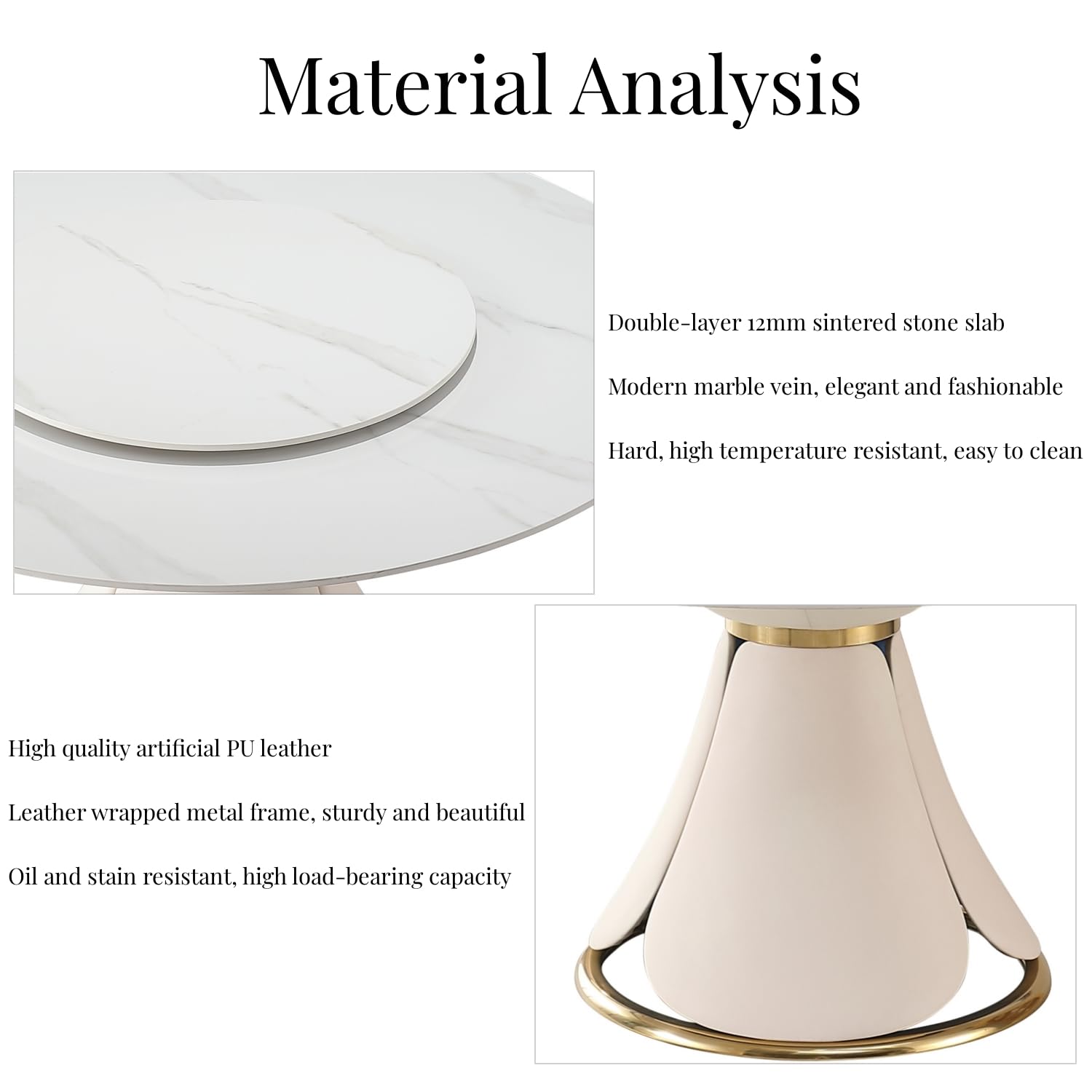 Montary Round Dining Table,Modern Turntable Marble Dining Table with ...