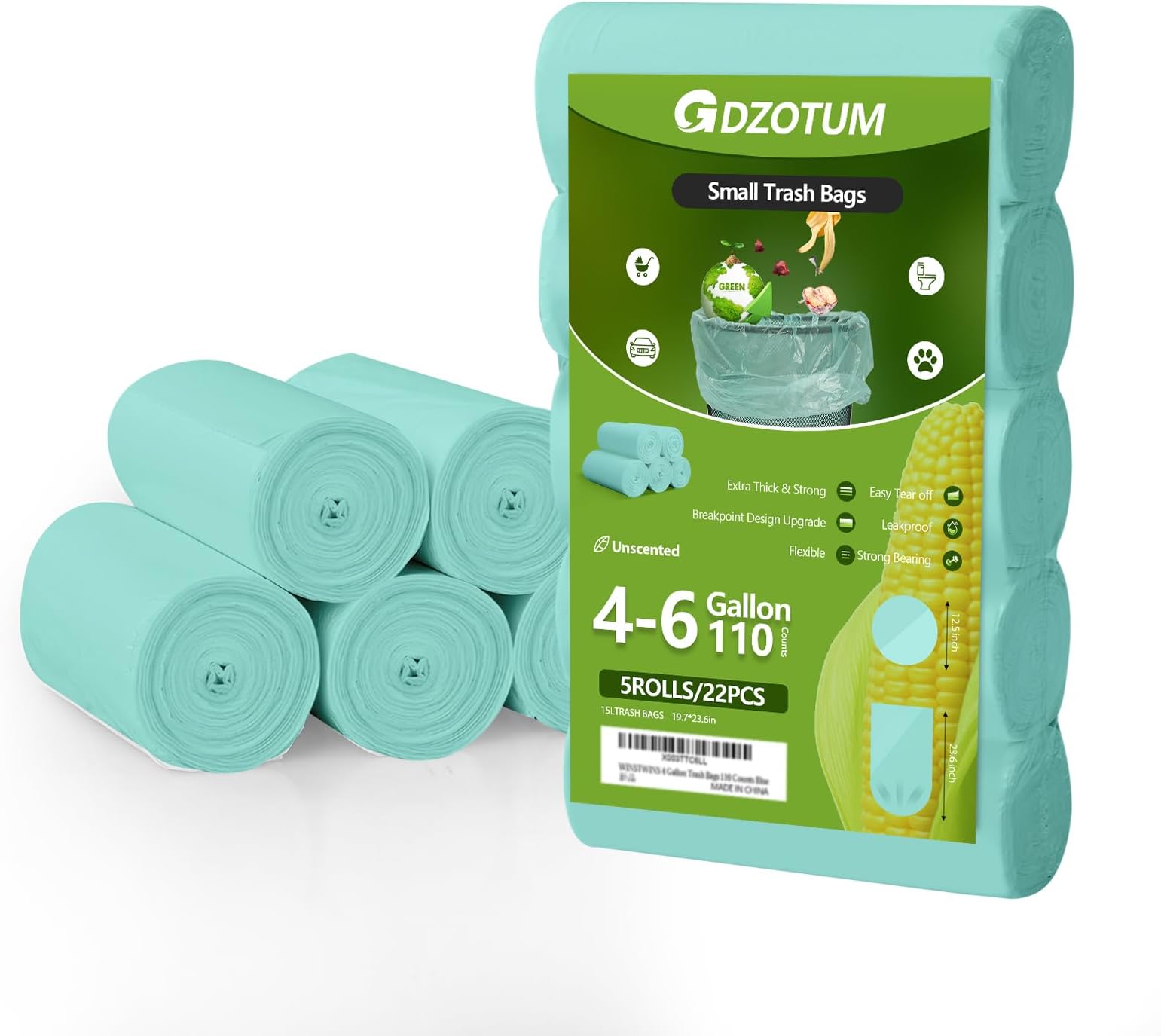 Amazon.com: Hommp 5 Gallon Trash Bags, Blue Garbage Bags, 120 Counts ...