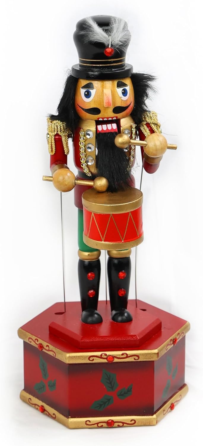 Amazon.com: 12" Animatronic Music Box Nutcracker Figure with Drum ...
