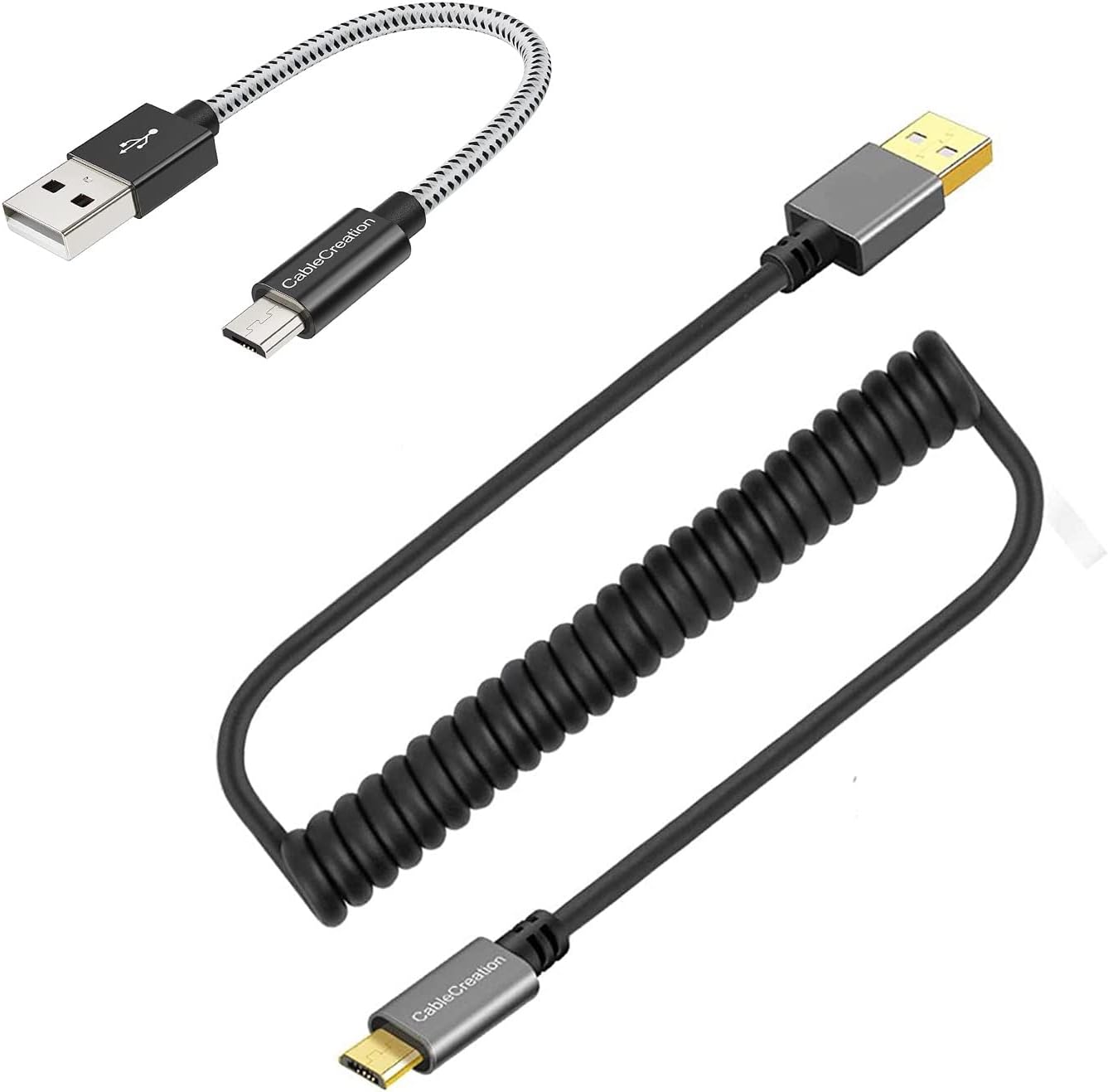 Amazon.com: CableCreation Micro USB Coiled Cable 4FT Bundle with Micro ...