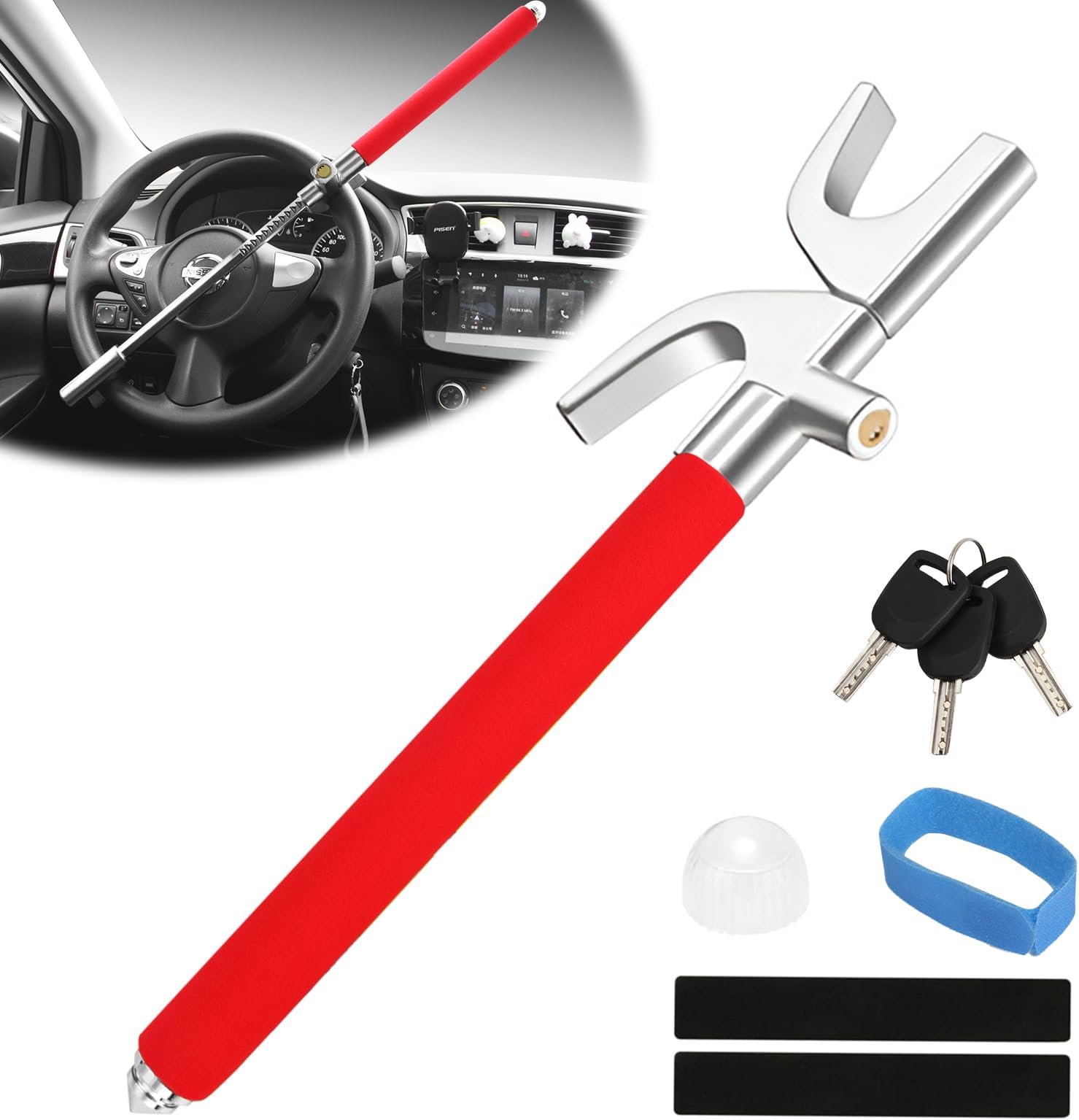 Amazon.com: Anti Theft Steering Wheel Lock, Retractable Wheel Locks ...