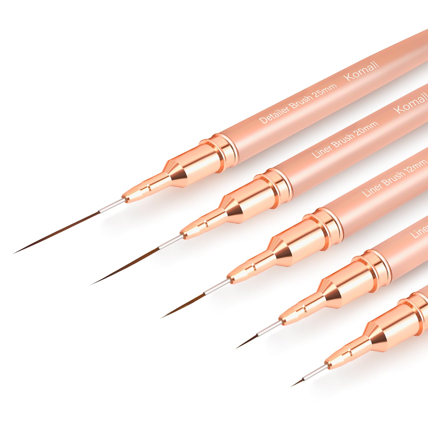 Amazon.com : Komall Metallic Nail Art Brushes, 5Pcs Liner Brush Set, UV ...
