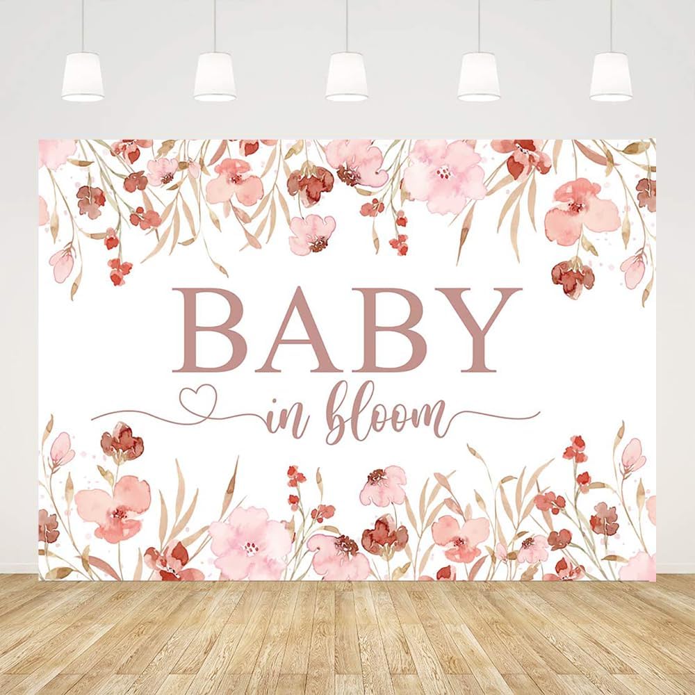Amazon.com : Baby in Bloom Backdrop - Baby Girl's Floral Baby Shower ...