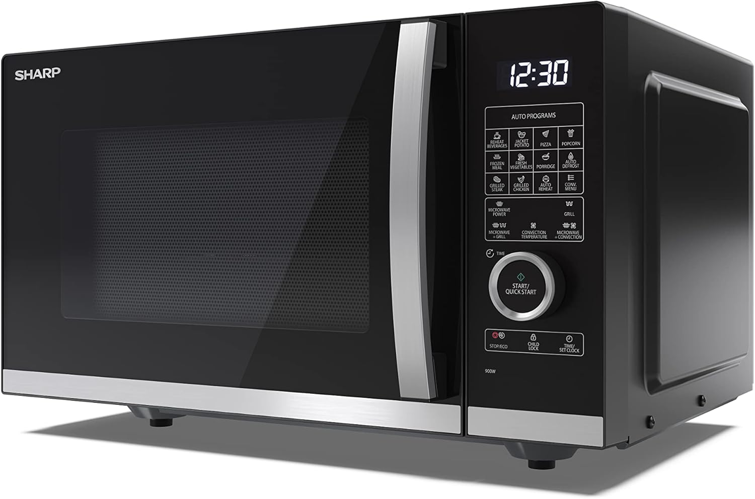 SHARP YC-QC254AU-B 25 Litre 900W Digital FLATBED Combination Microwave ...