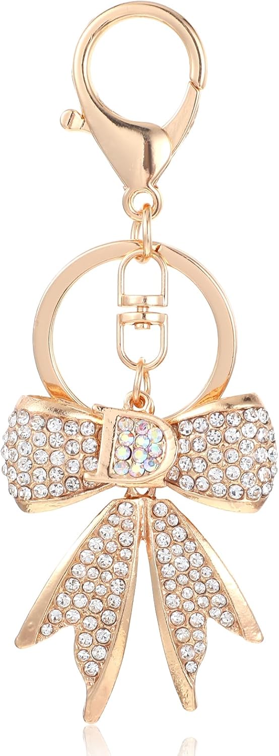 Gold Bow Keychain Rhinestone Bag Charms for Handbags Shiny Purse Charms ...