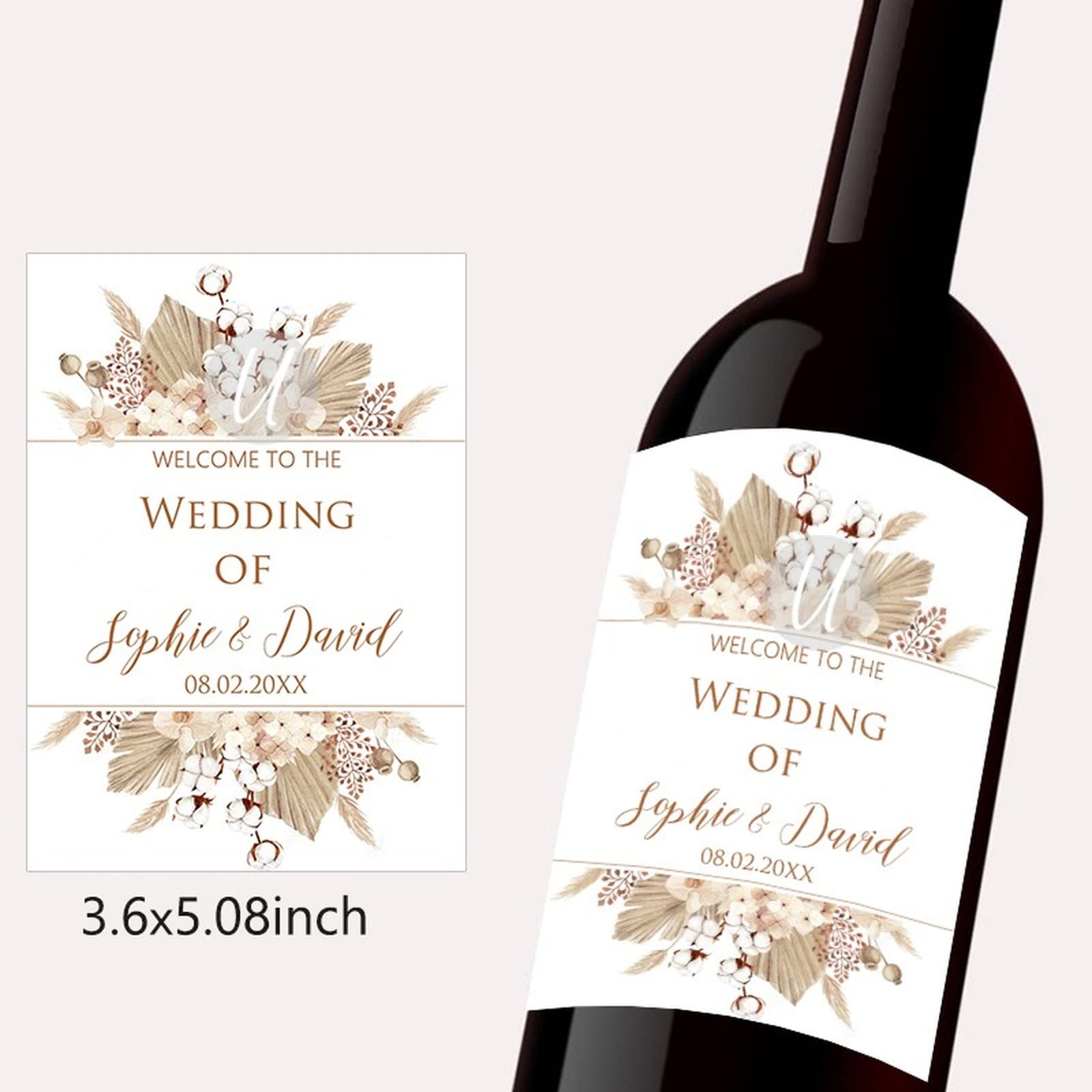 Wine Bottle Labels Wedding Boho Wedding Guest Book Labels Modern