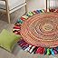 Amazon.com: GRUHUM Round Jute Cotton Area Rug 8ft Handwoven Natural ...