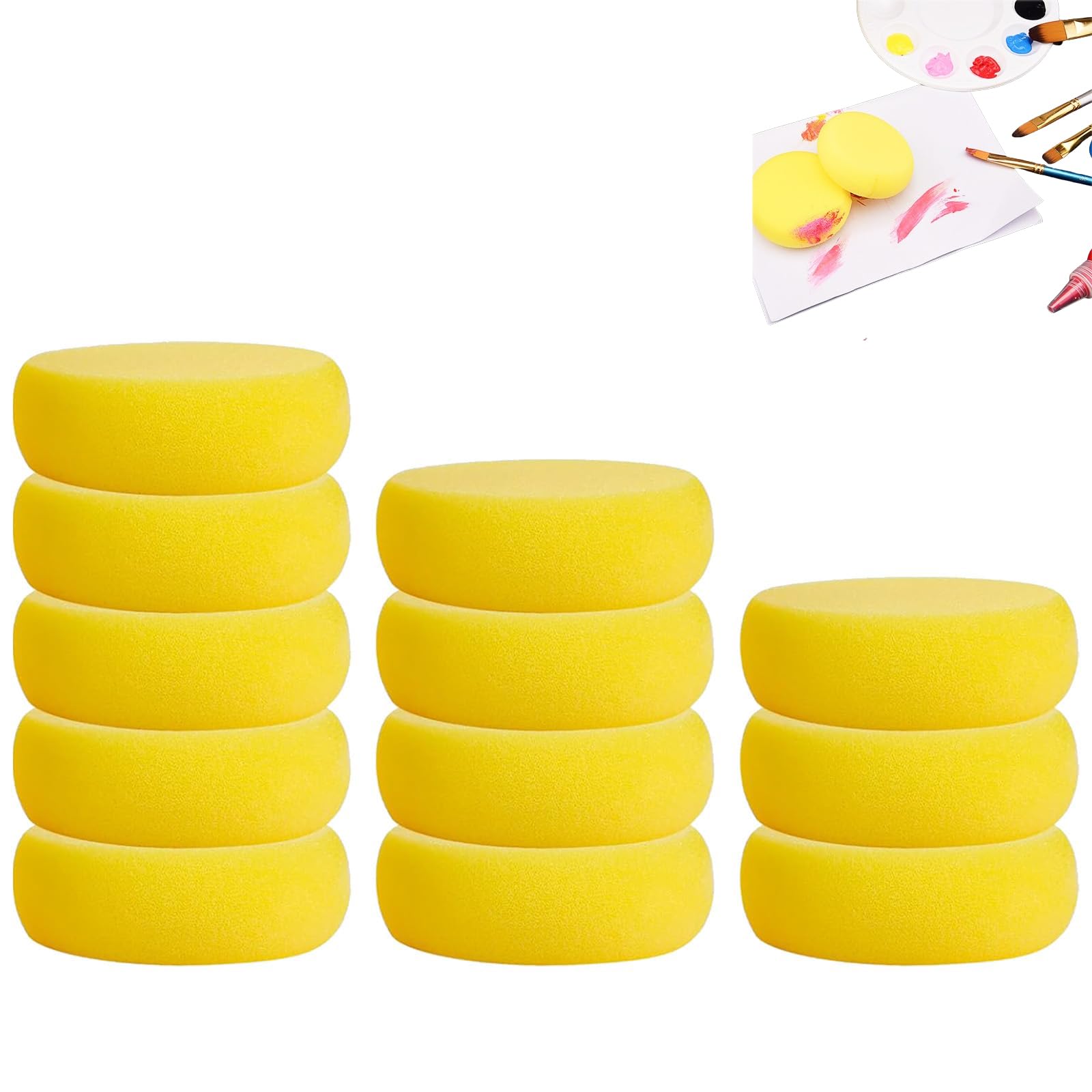 12 PCS Yellow Round Painting Sponges Yellow Artist Sponges Face ...