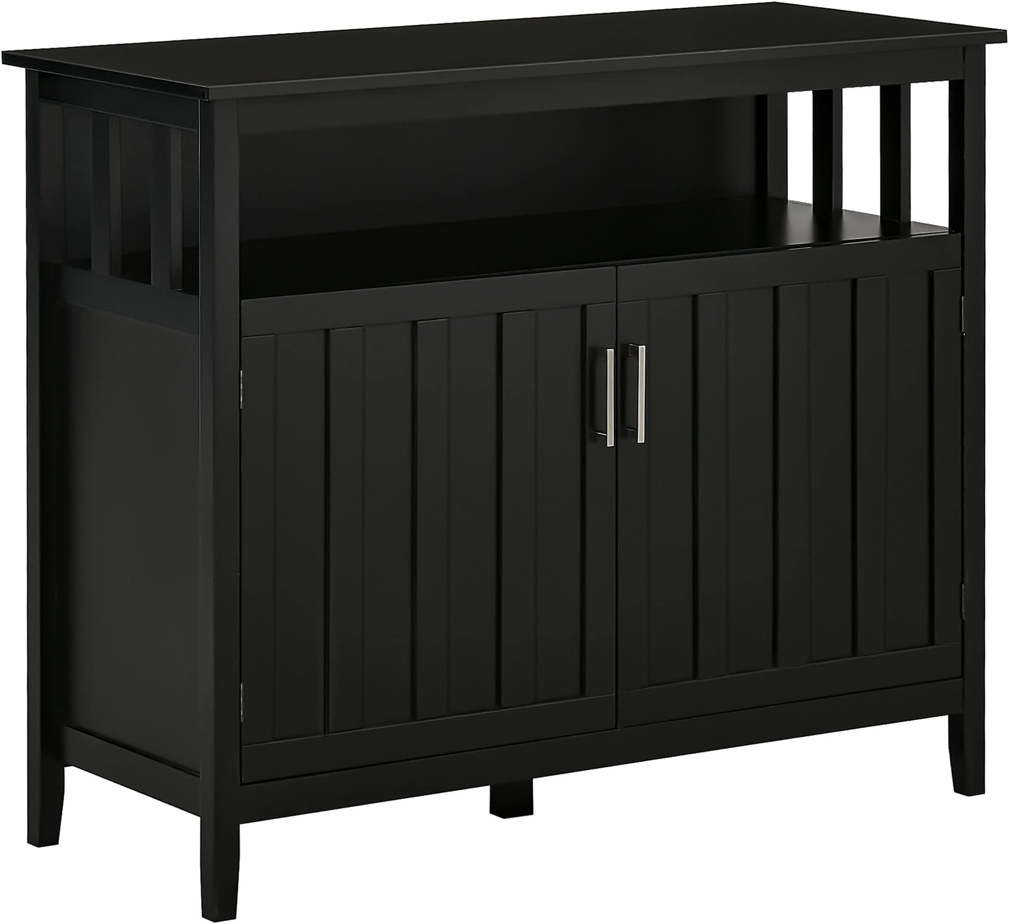 HOMCOM Buffet buffet moderne avec 2 tiroirs et étagères réglables, noir ...