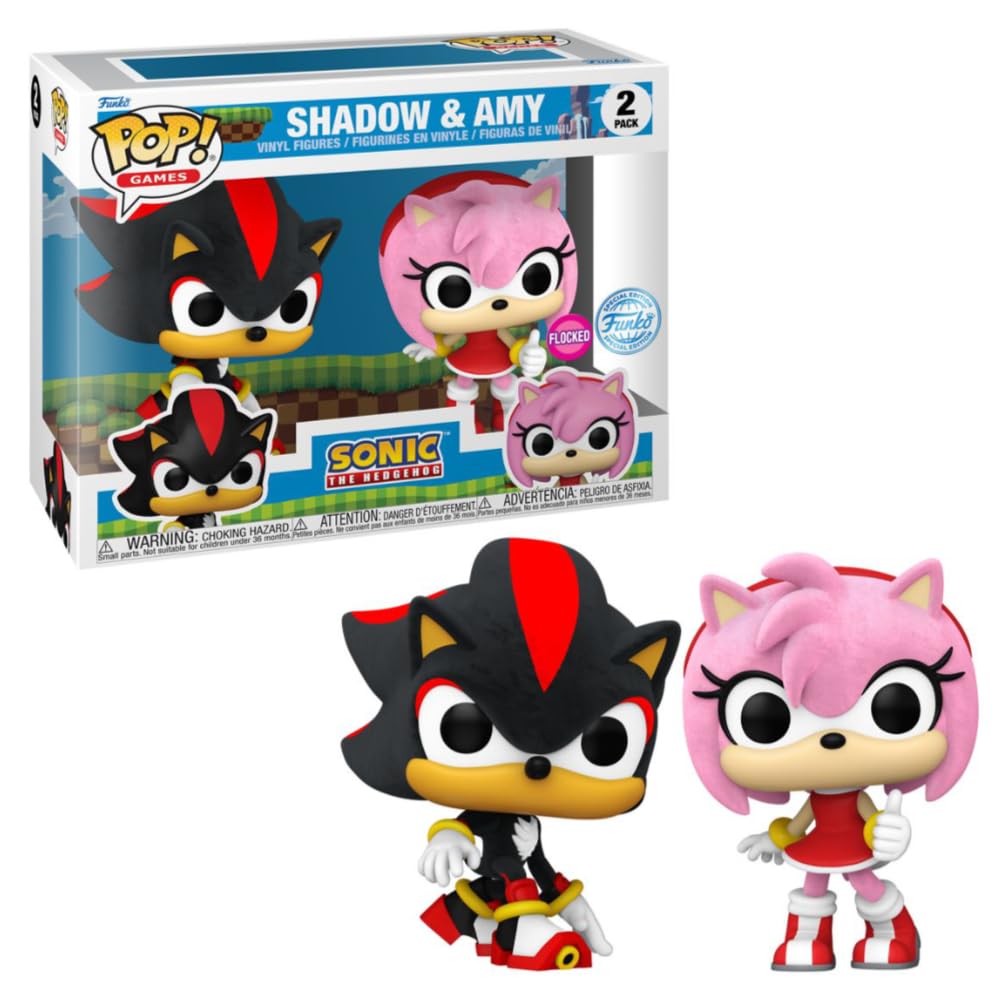 Funko Pop! US Exclusive Sonic Shadow and Amy Rose Flocked Vinyl Figure ...