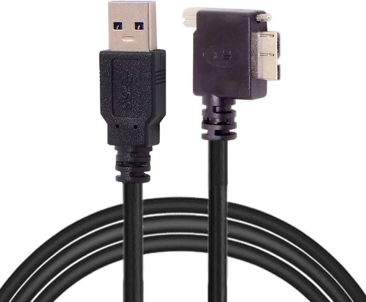 Amazon.com: Cablecc 1.2m 90 Degree Right Angled Micro USB Screw Mount ...