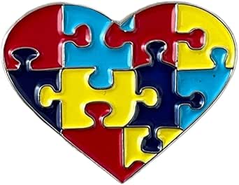 Autism Awareness Colourful Heart Shaped Lapel Pin Badge : Amazon.co.uk ...