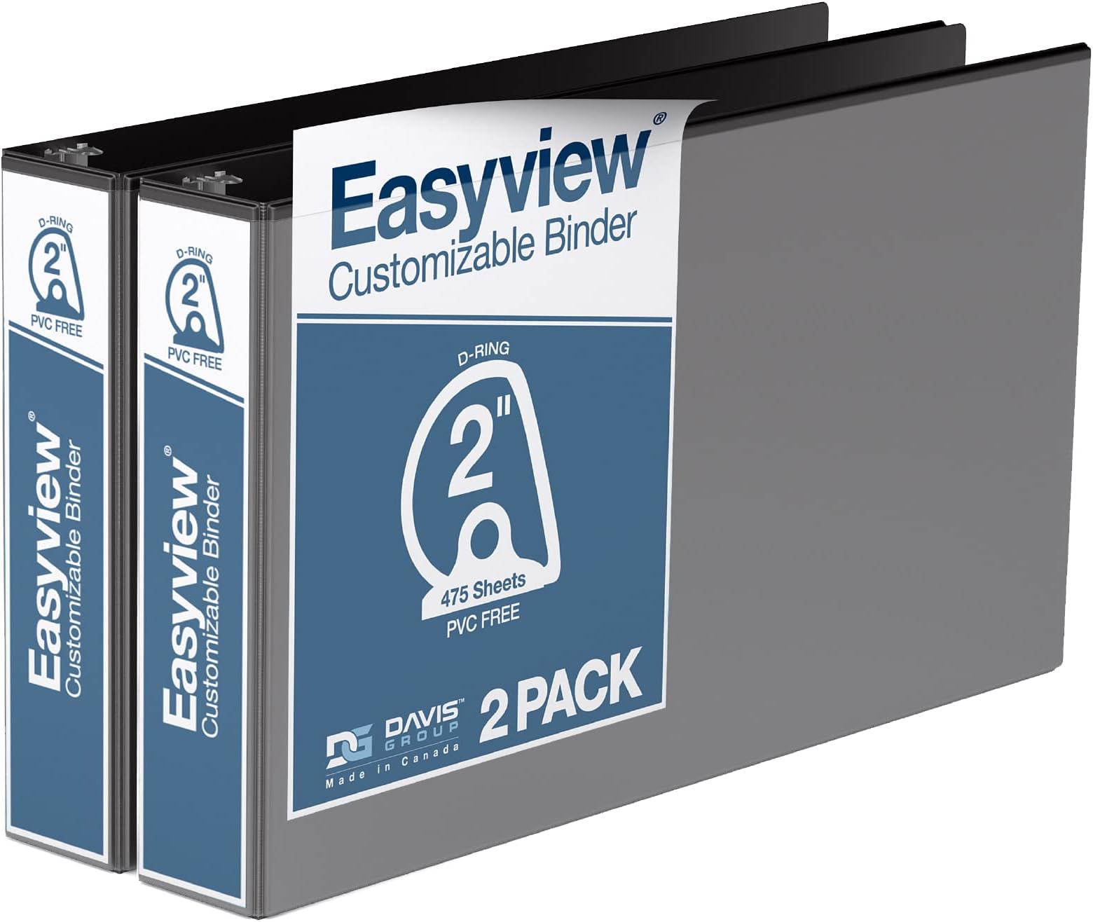 Amazon.com : Easyview Premium 2-Inch D-Ring Binders with Clear-View ...