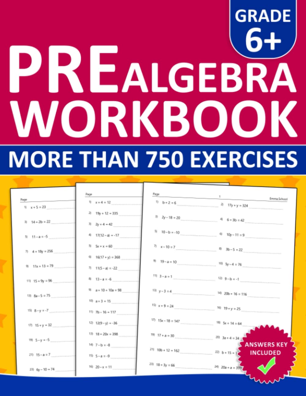 Pre Algebra Workbook For Grades 6 and Plus: Pre Algebra Practice ...