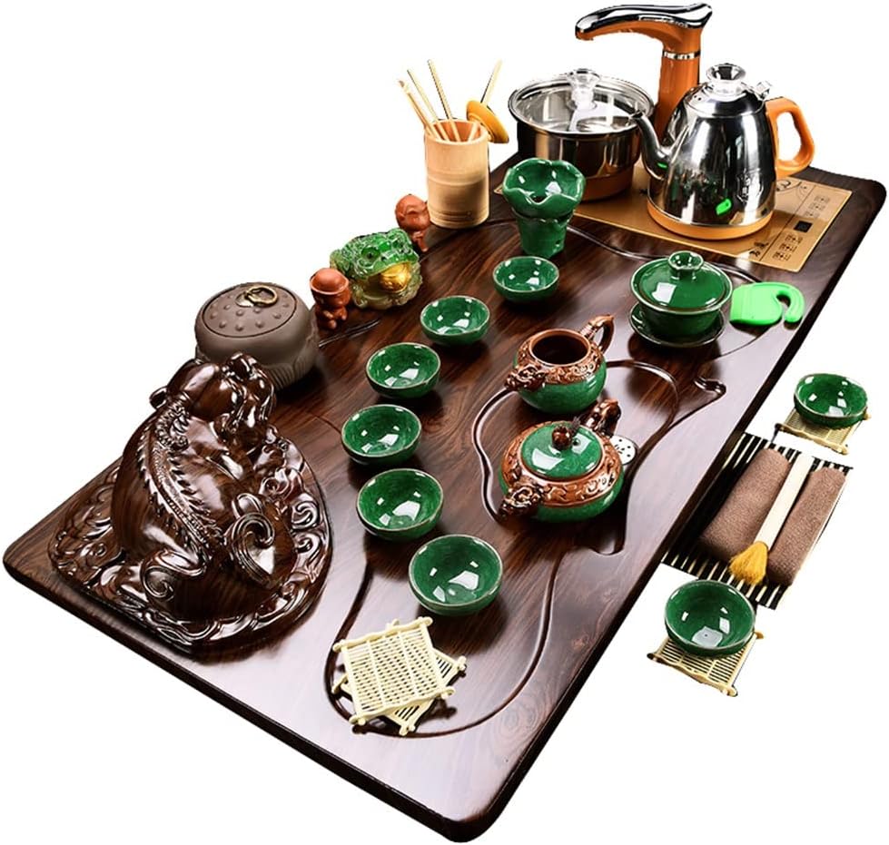Amazon.com | Ceramic Kung Fu Tea Set with Tea Tray and Small Tea Tools ...
