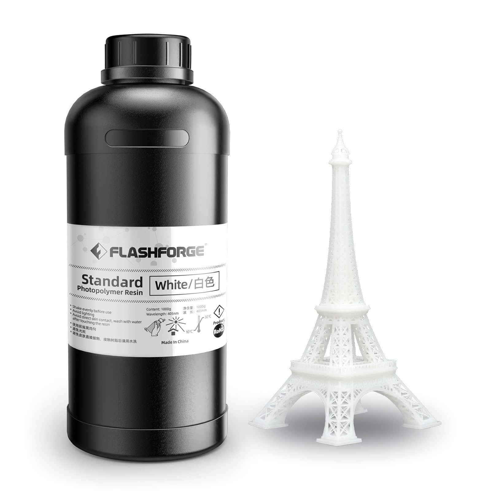 Flashforge 3D Printer Resin 1kg, Fast UV Curing White Resin 405nm ...