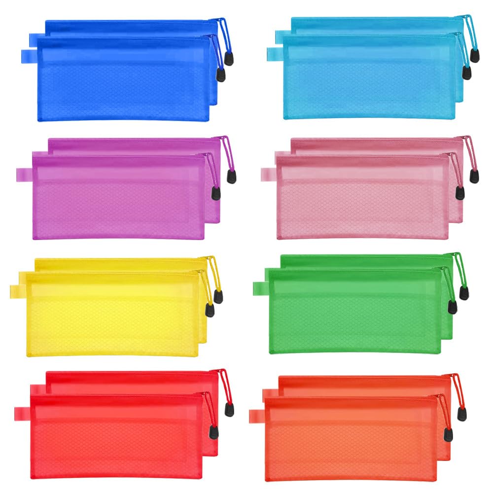 FOCCTS 16PCS A6 Mesh Zipper Pouch, Multicolor Waterproof Pencil Pouch ...