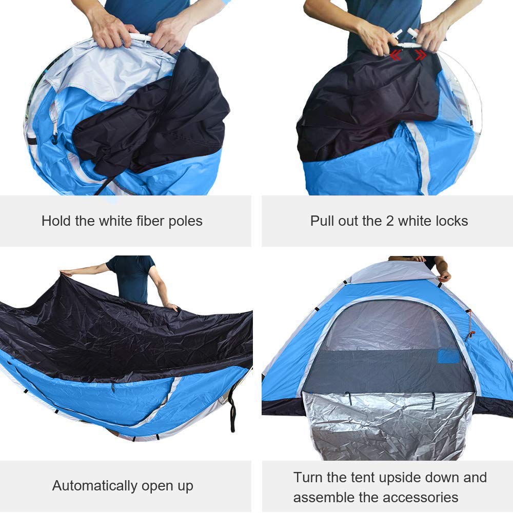 Ubon 3 Person Easy Assembly Instant Tent Ultralight Pop Up Indoor Tent ...