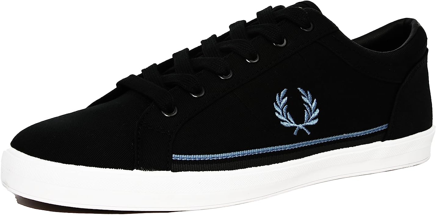 Fred Perry Mens B9113 Baseline Twill Trainers Sneakers Plimsolls Black ...