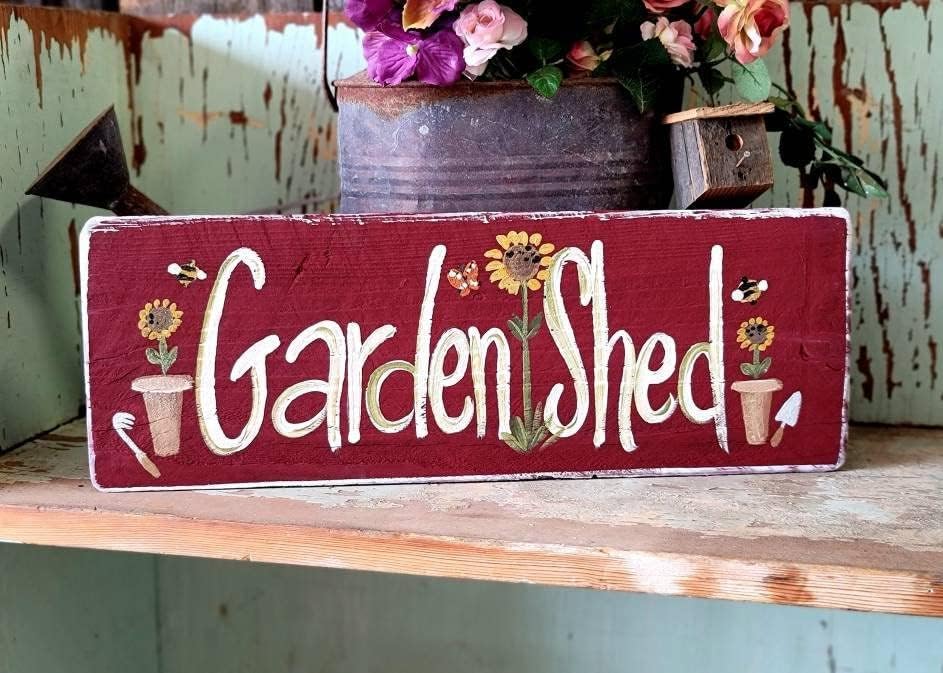 Amazon.com: AFTWO Garden Shed Sign,Wooden Garden Sign,Wooden Sign ...