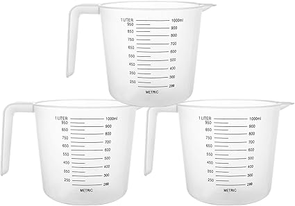 ASelected 3pk Plastic Measuring Jugs 1 Litre, Clear Measuring Cup with ...