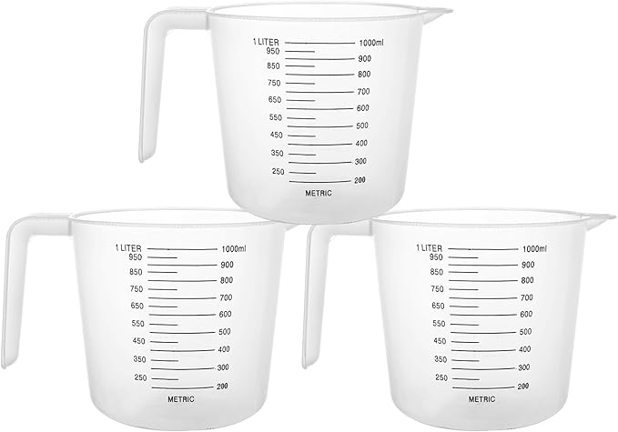 ASelected 3pk Plastic Measuring Jugs 1 Litre, Clear Measuring Cup with ...