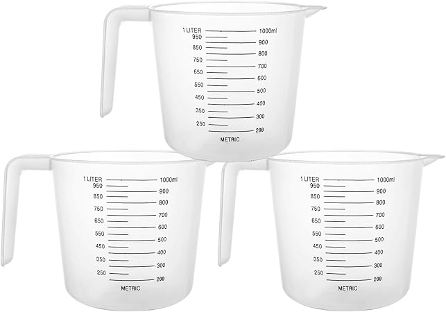 ASelected 3pk Plastic Measuring Jugs 1 Litre, Clear Measuring Cup with ...