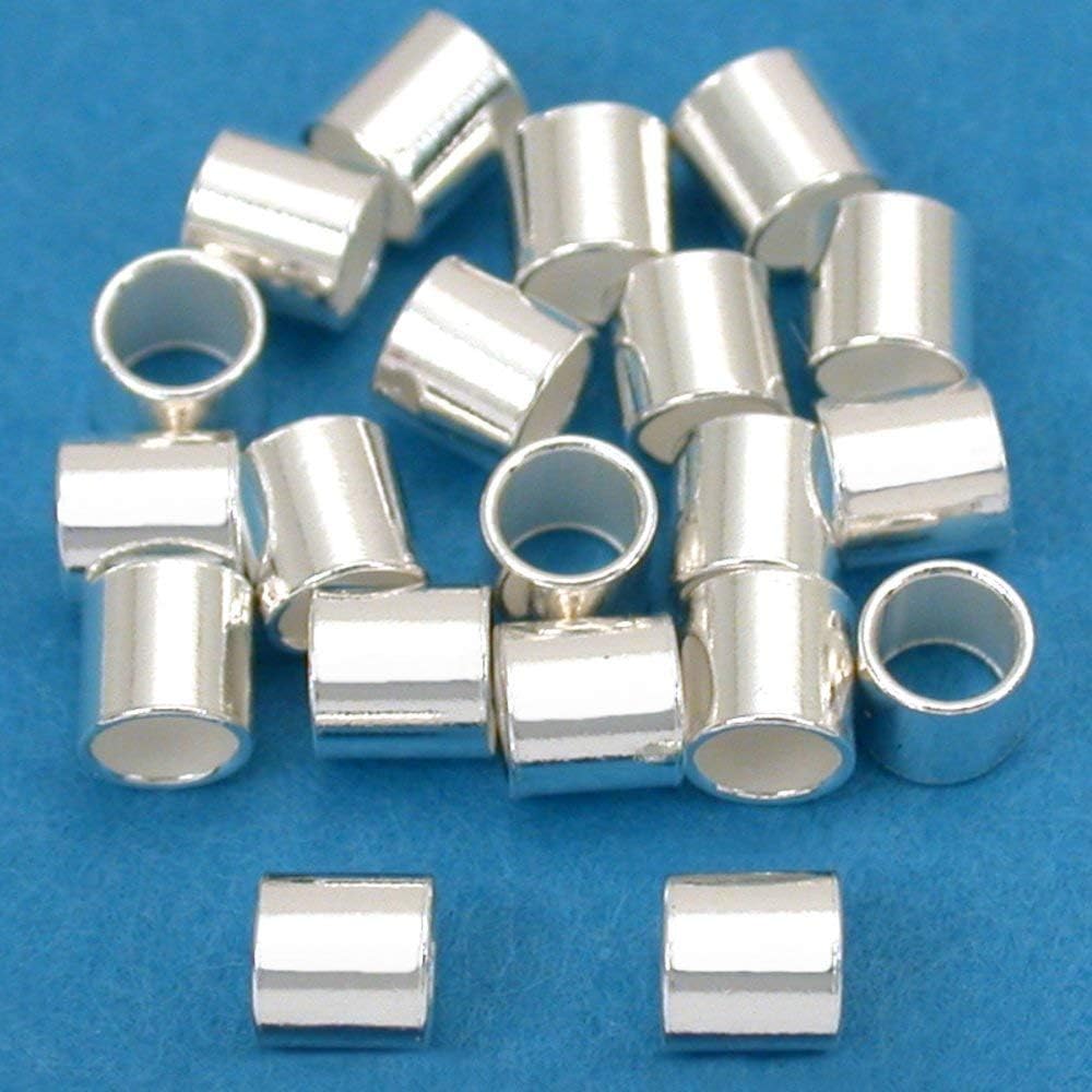 Amazon.com: 20 Large Sterling Silver Crimp Beads Tube Jewelry 3x3mm ...