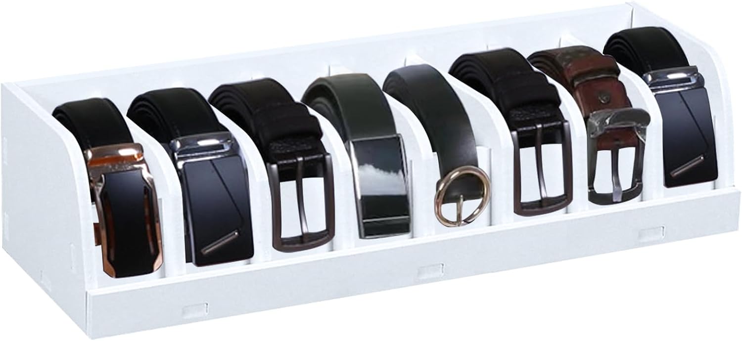 Amazon.com: Belt Organizer Box, 8 Grids Belt Rack for Closet and Drawer ...