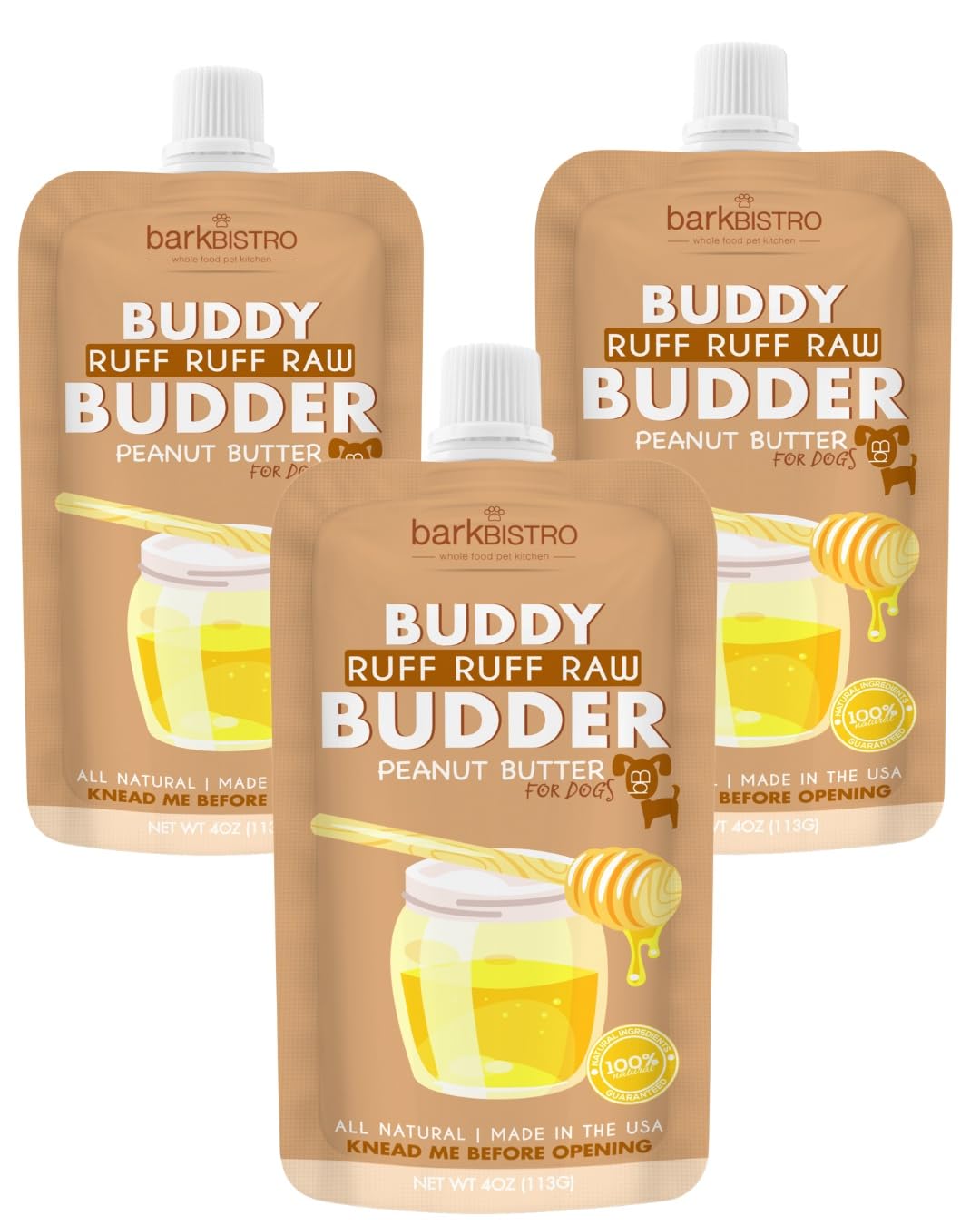 Amazon.com: BUDDY BUDDER 3 Pack Ruff Ruff Raw Squeeze Packs, 100% ...
