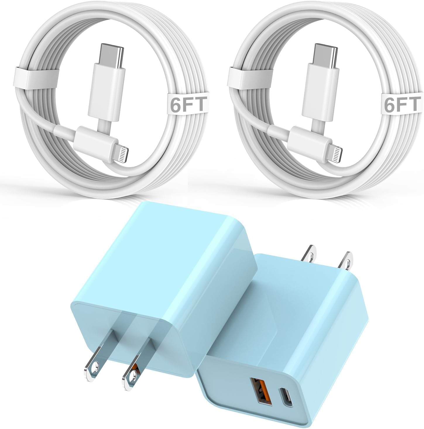 Amazon.com: Phone Charger [MFi Certified] 2 Pack 20W PD USB C Wall Fast ...