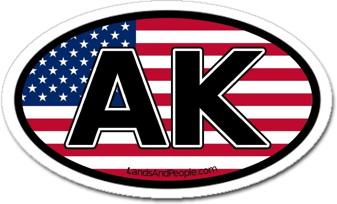 Amazon.com - Alaska AK and US Flag Car Bumper Sticker Decal Oval
