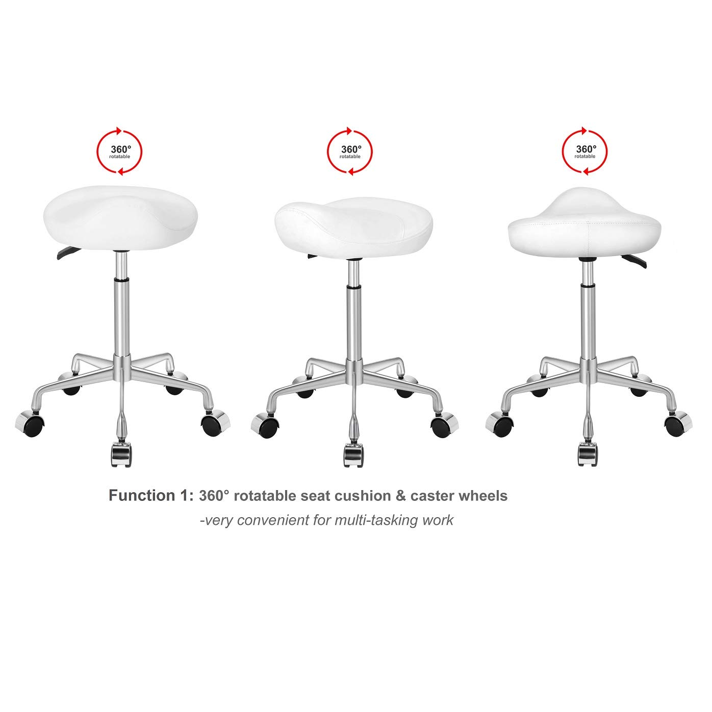 Kaleurrier Ergonomic Rolling Swivel Saddle Stool with Wheels,Hydraulic ...