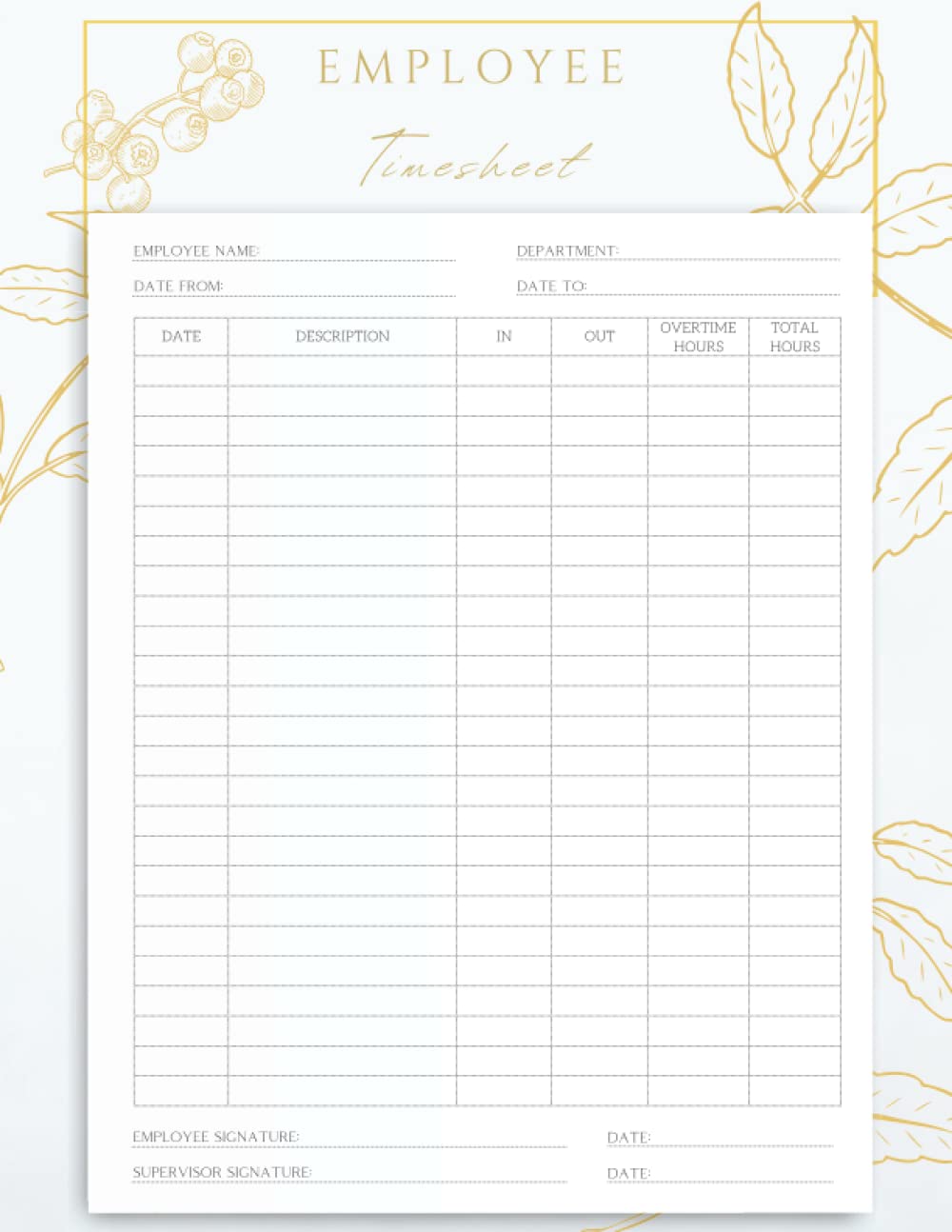 Buy Employee Timesheet: Work Hours Log | Employee Time Log | Work ...