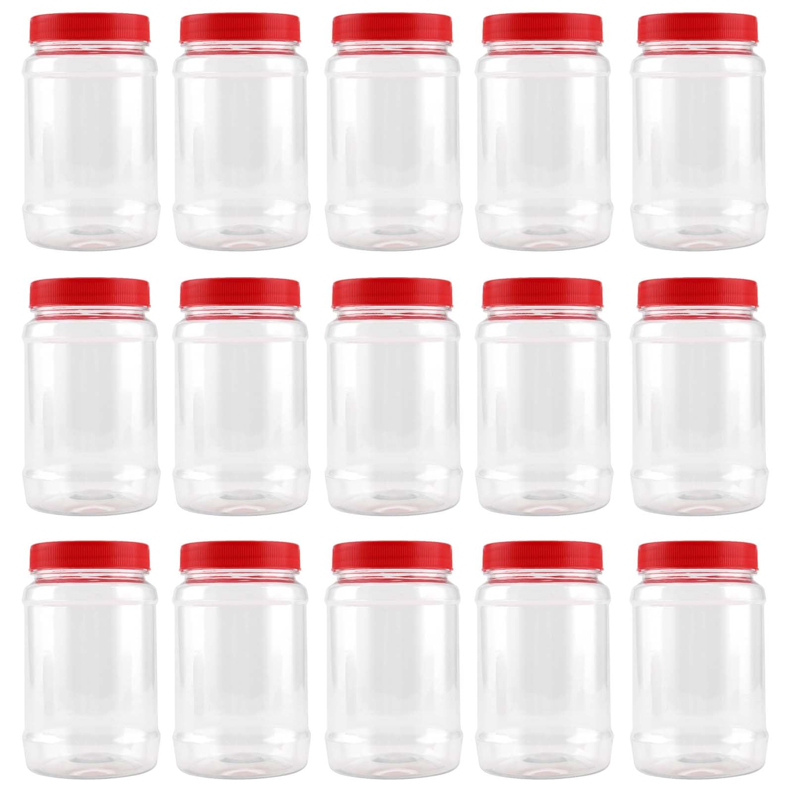 SEUNMUK 15 Pack 750ml Round Plastic Storage Jars, Round Clear Storage ...