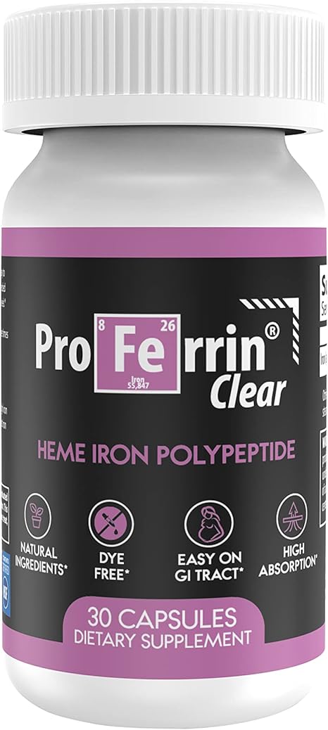 Amazon.com: Proferrin Clear 30ct | US Made heme Iron for high ...