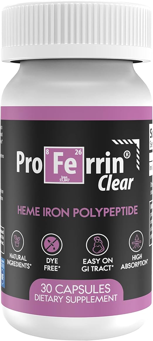 Amazon.com: Proferrin Clear 30ct | US Made heme Iron for high ...