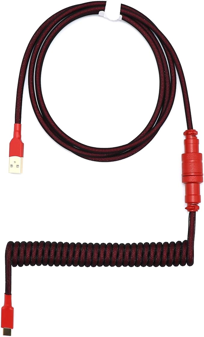 Amazon.com: Kraken Black & Red Coiled Keyboard Cable - Artisan Red ...