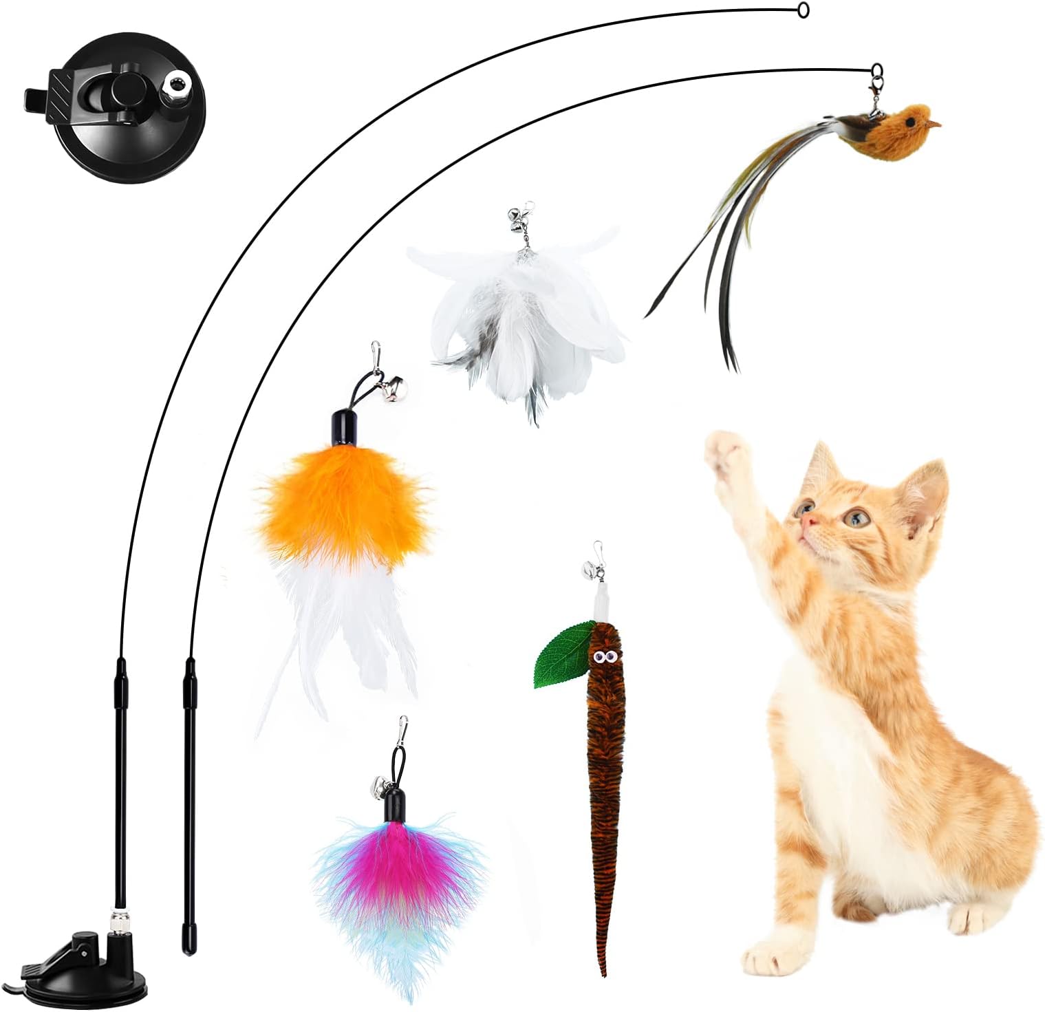 Amazon.com : XGX Cat Feather Toys, Interactive Cat Wand Toys with Super ...