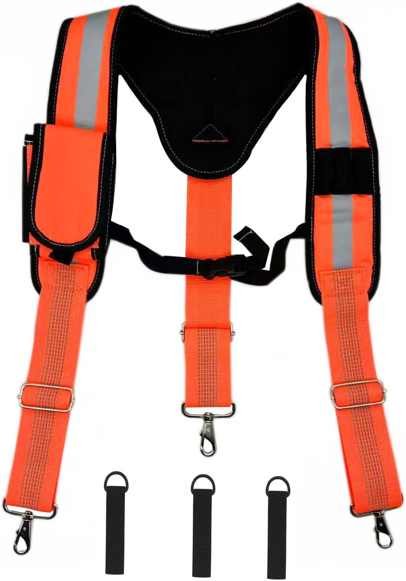 Cedrainy Heavy Duty Tool Belt Suspenders for Men 3 Point Padded ...