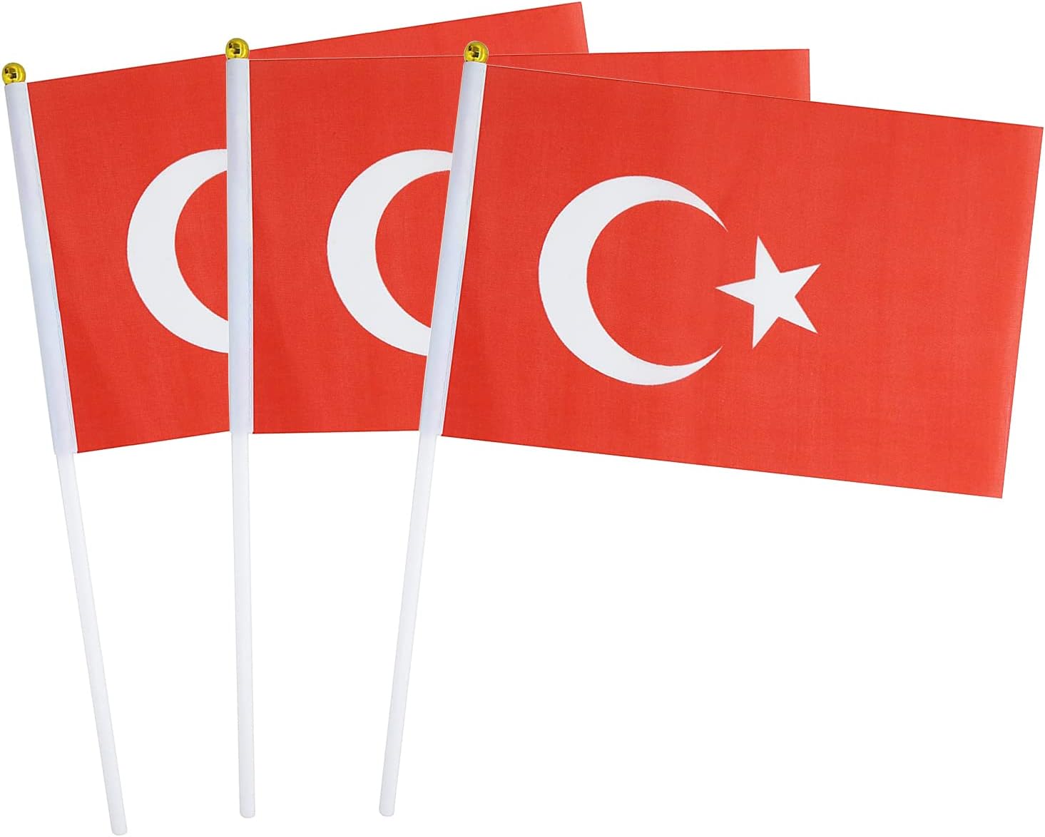 Amazon.com : QQSD Turkey Small Flag Turkish Stick Mini Hand Held Flags ...