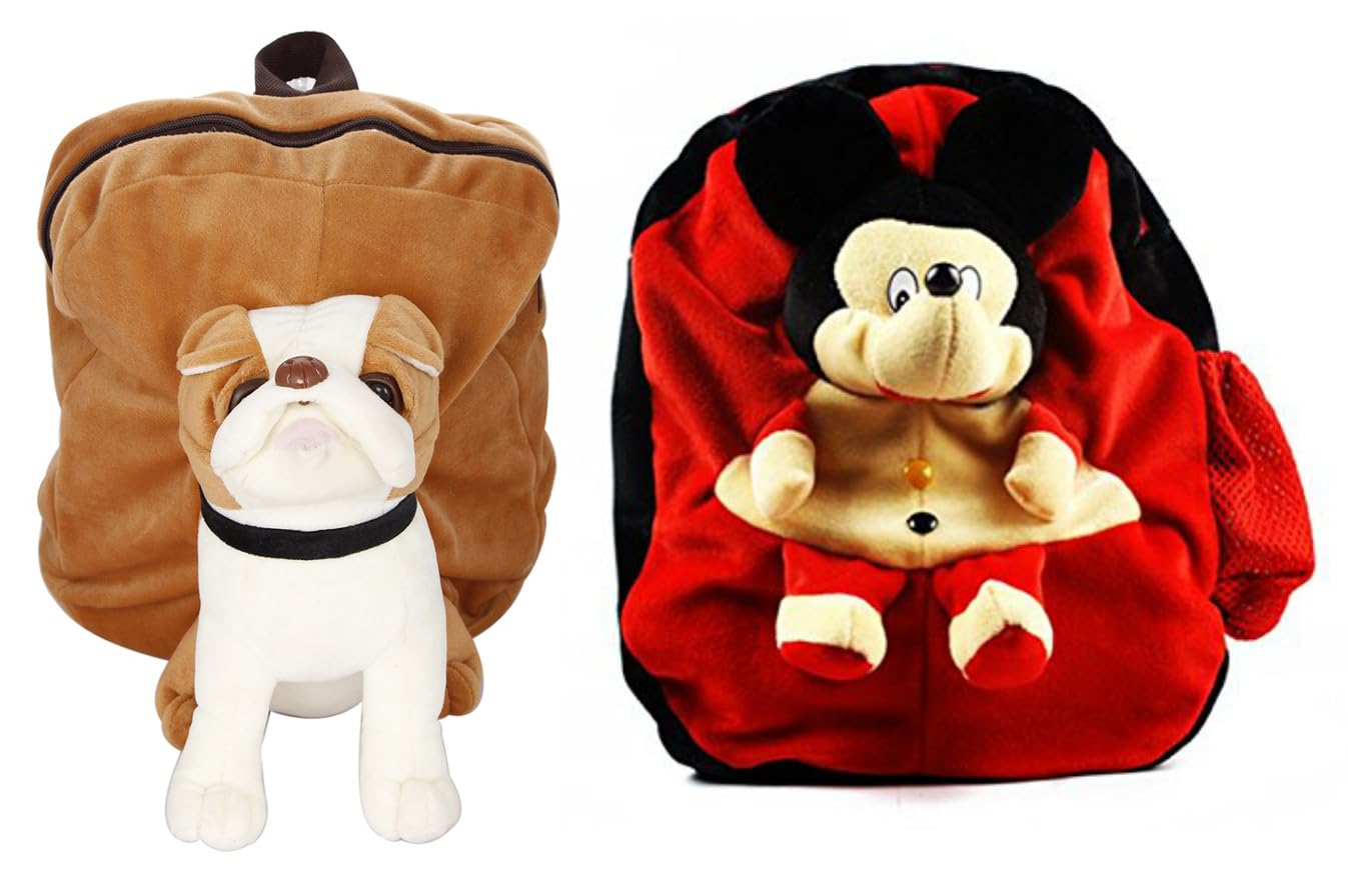 Buy MGP Exclusive Brown Pug Dog & Red Micky Nursery Kids School Bag at ...
