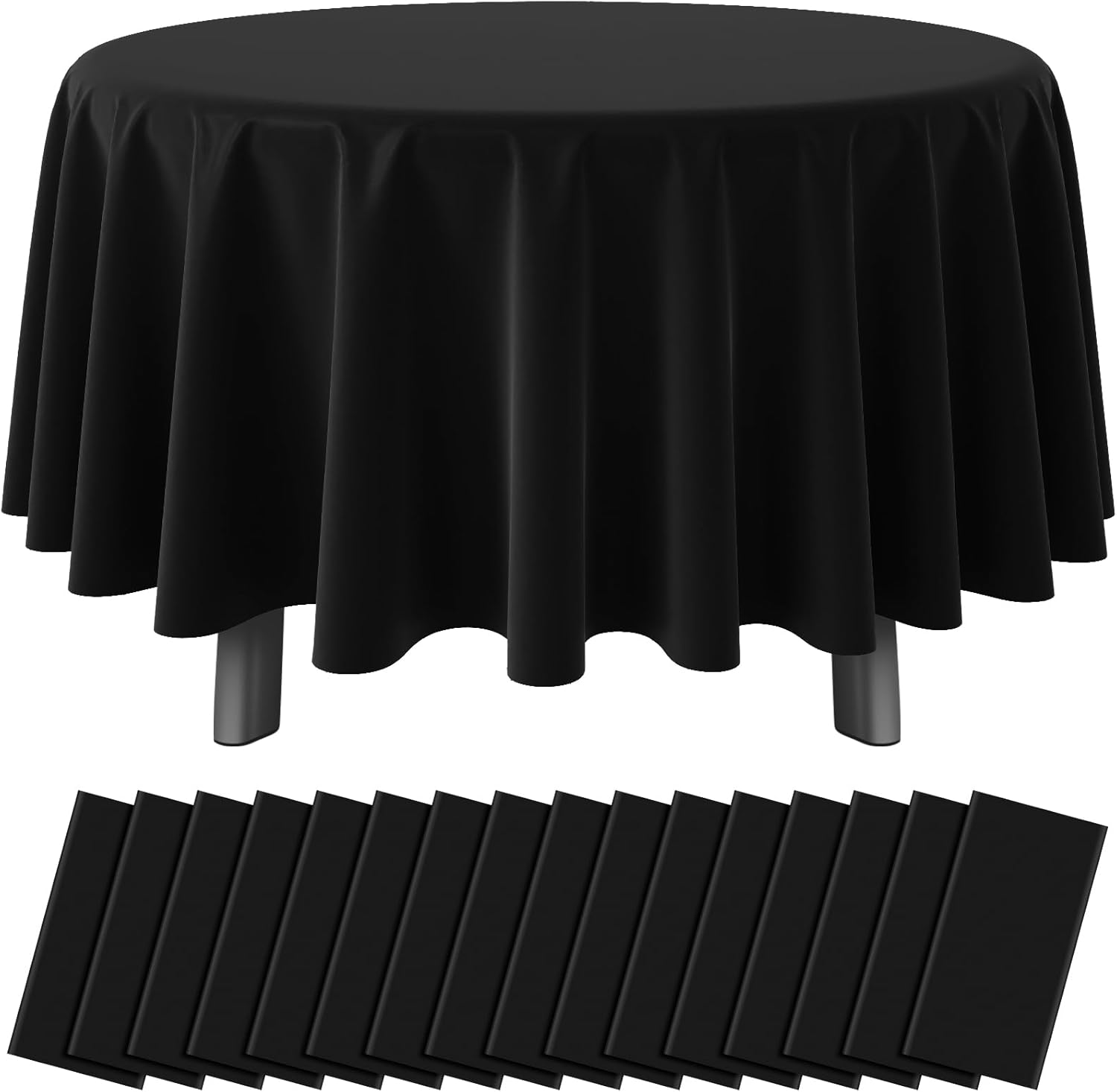 Amazon.com: 16 Pack Black Plastic Tablecloth for Round Tables, Premium Decorative Black ...