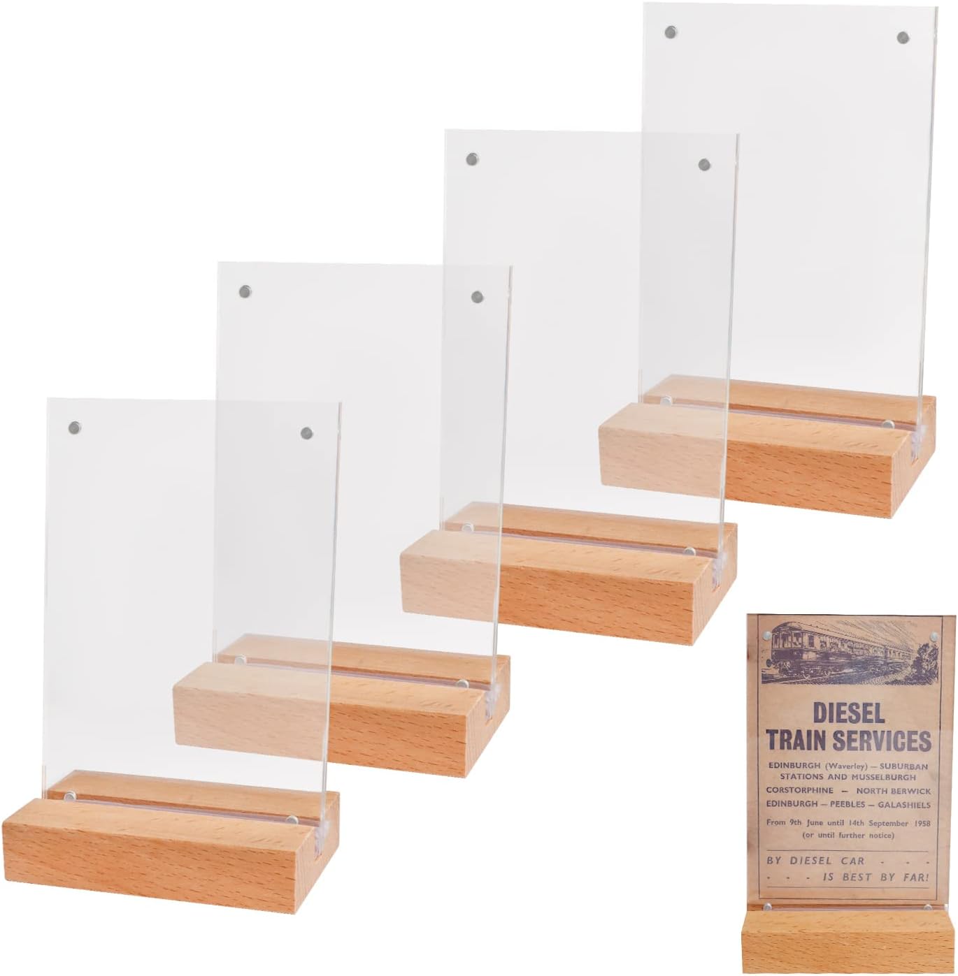 Amazon.com: Exasinine 4 Pcs Acrylic Sign Holder with Wood Place Card ...