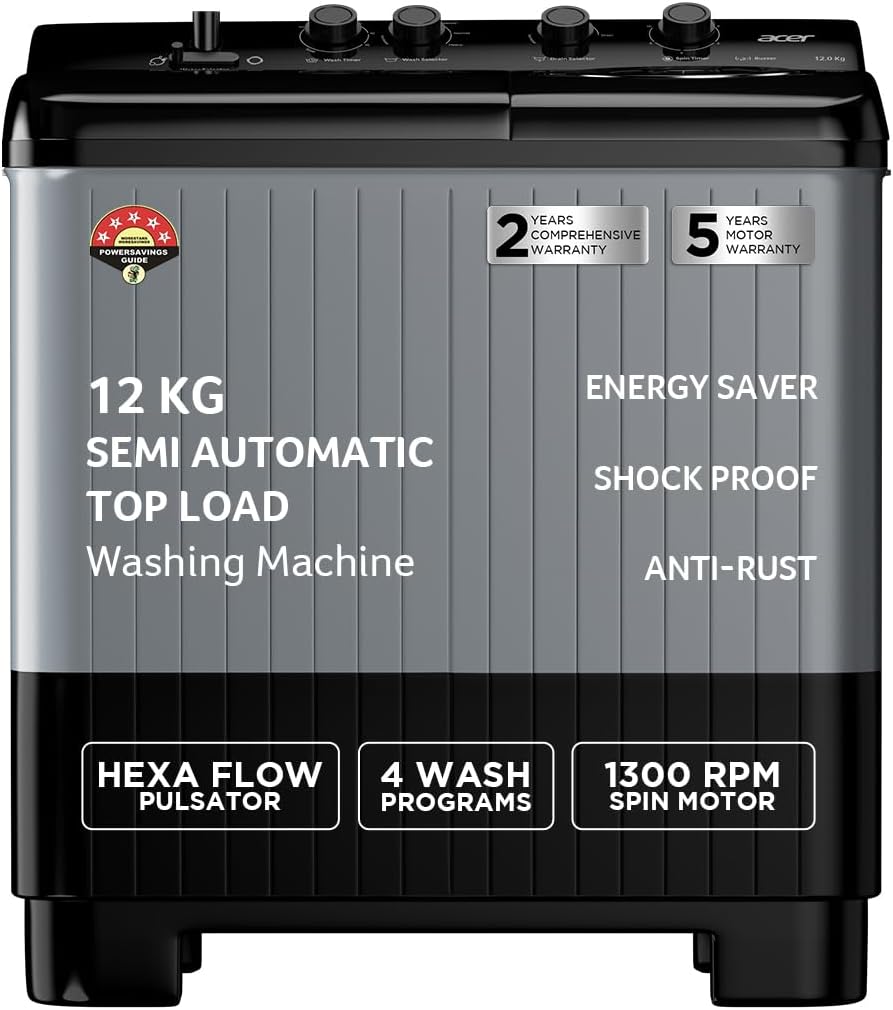 Godrej 12 Kg 5 Star Actie Soak Technology Semi-Automatic Top Load ...
