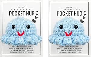 Amazon.com: Pack of 2 Handmade Cute Crocheted Pocket Hug Token, Stress ...