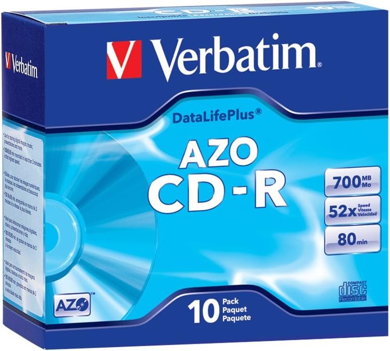 Amazon.com: Verbatim AZO CD-R 700MB 52X DataLifePlus with Branded ...