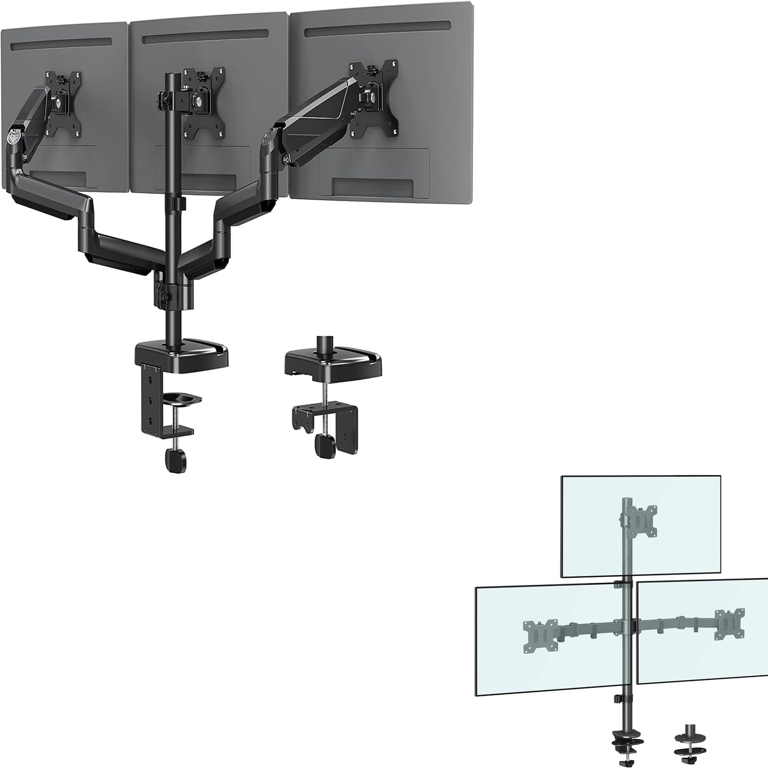 Amazon.com: MOUNTUP Triple Monitor Stand, Height Adjustable Monitor ...