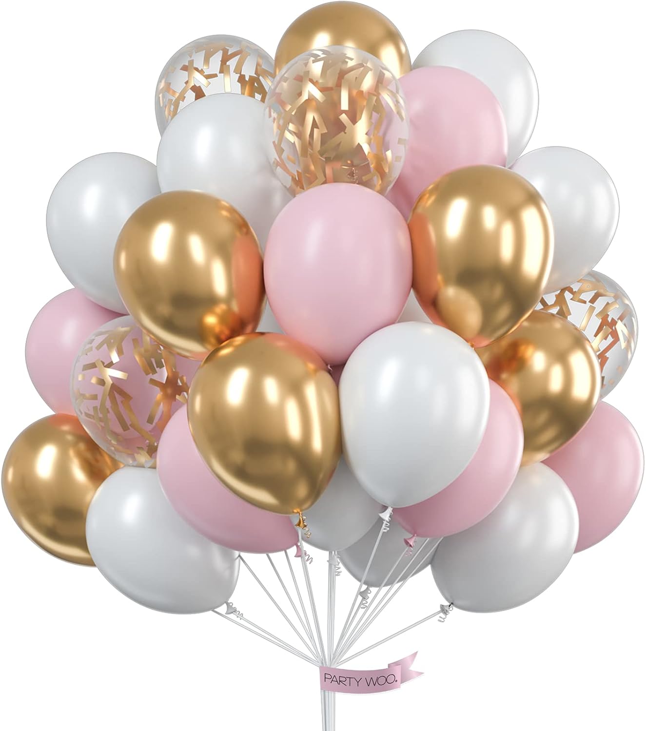 Amazon.com: PartyWoo Pink and Gold Balloons, 60 pcs Pink Balloons ...
